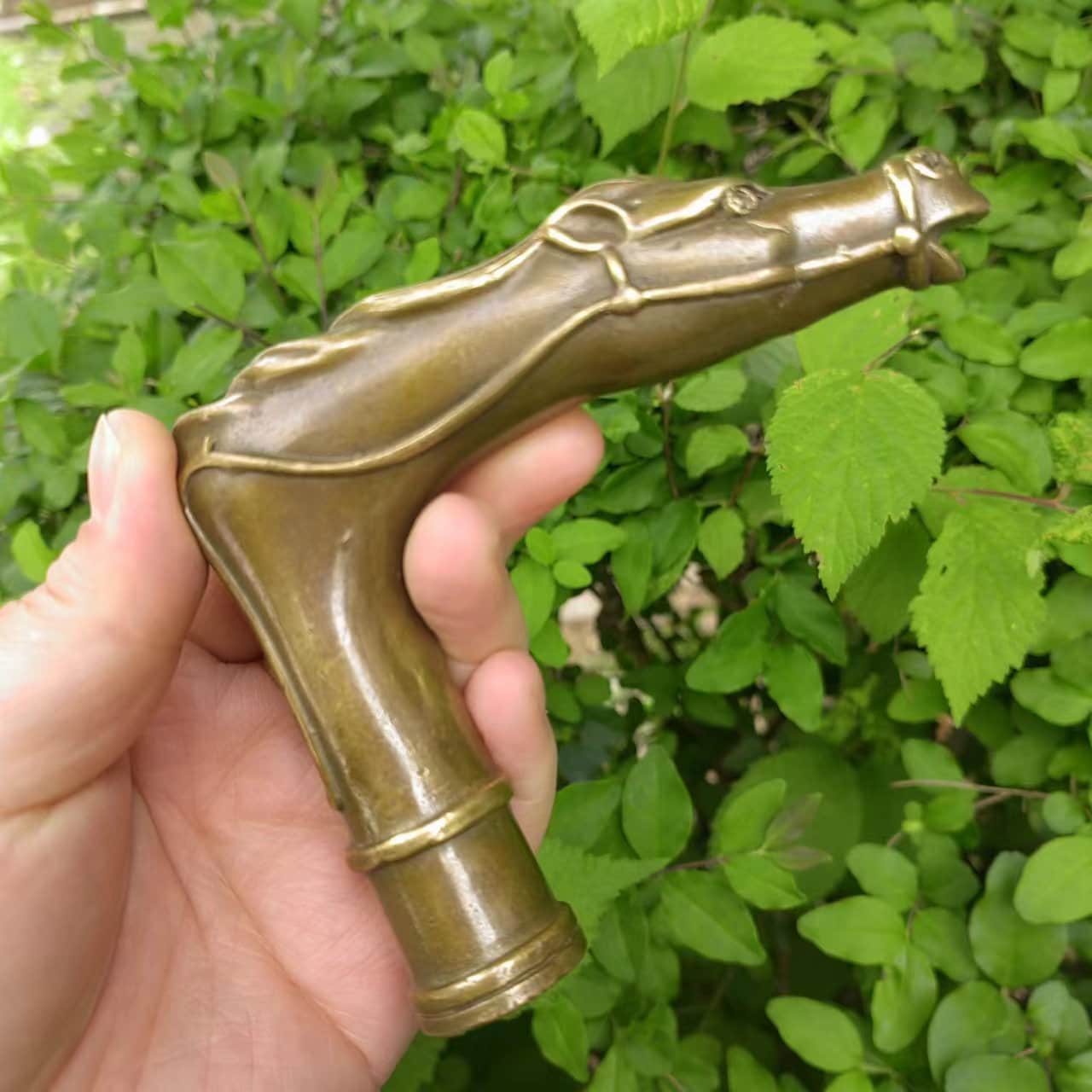 Solid Copper Horse Head Cane Ornament Antique Brass Face Handle,vintage ...