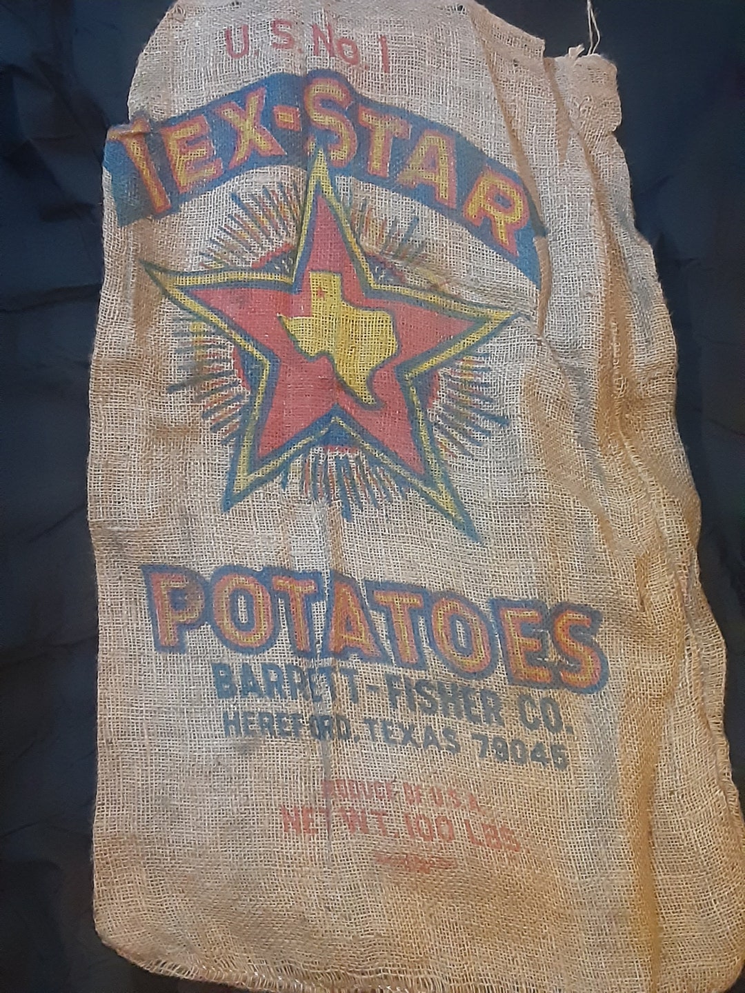 Rare Vintage Burlap Sack- Tex-star - Etsy