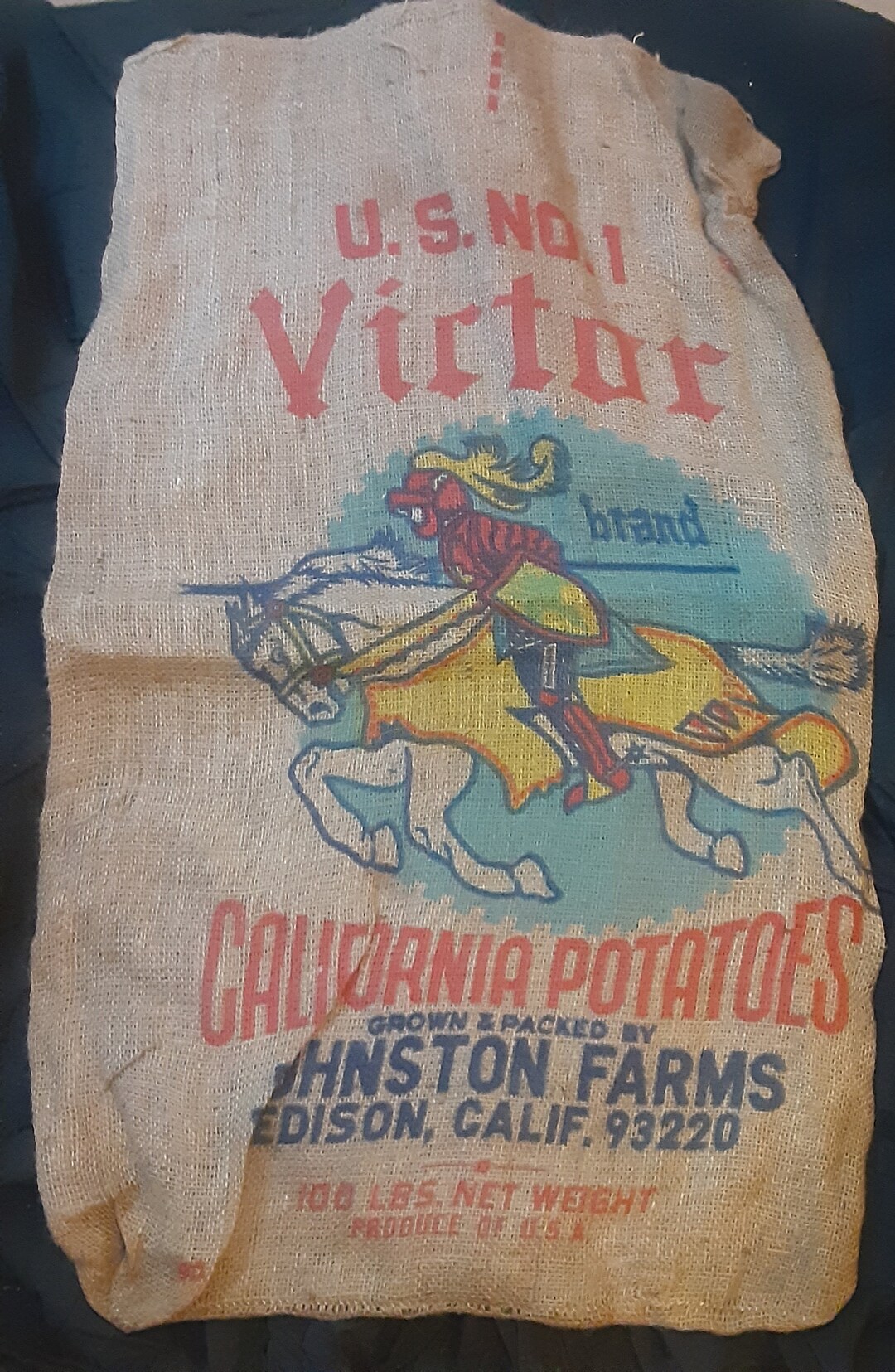 Rare Vintage Burlap Sack- Victor - Etsy