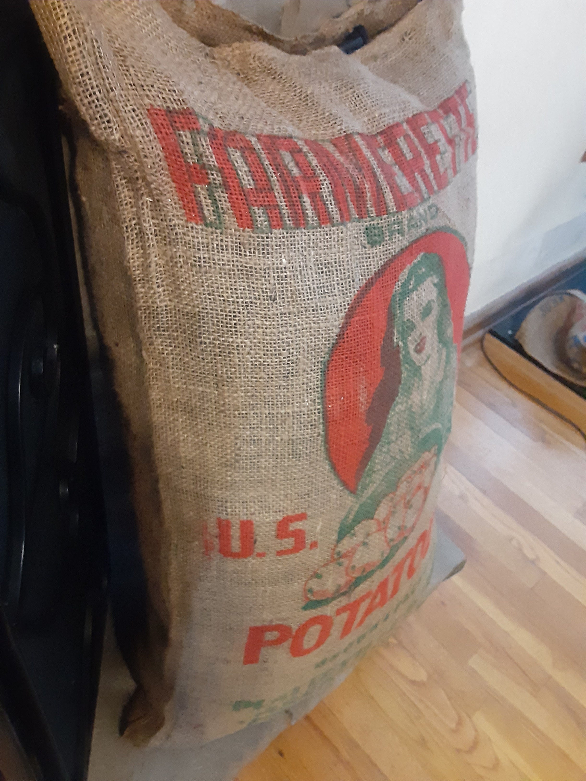 Rare Vintage Burlap Sack Farmerette - Etsy