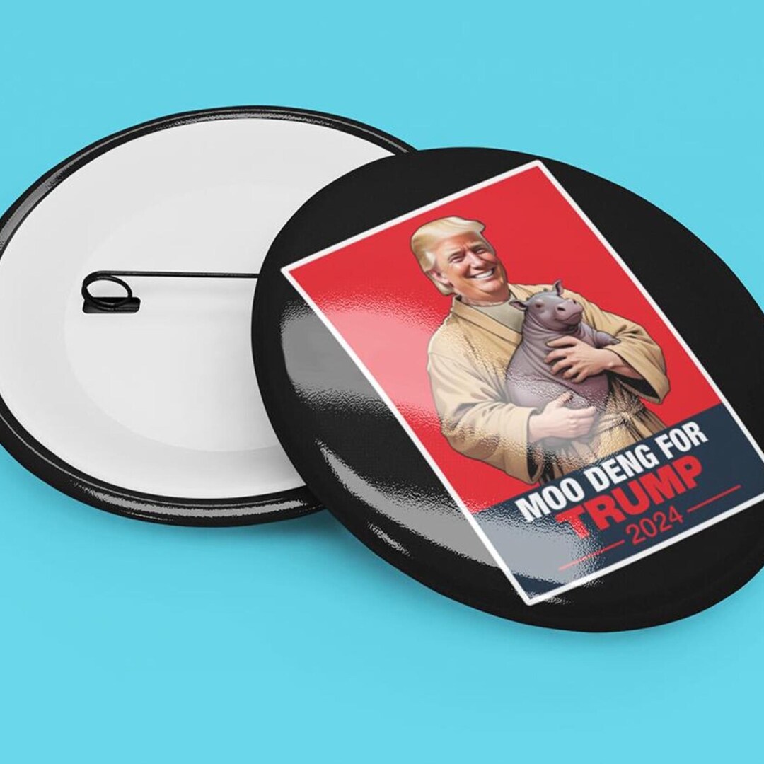 Moo Deng for Trump 2024 Pin Button, Moo Deng for Trump Pin, Funny ...