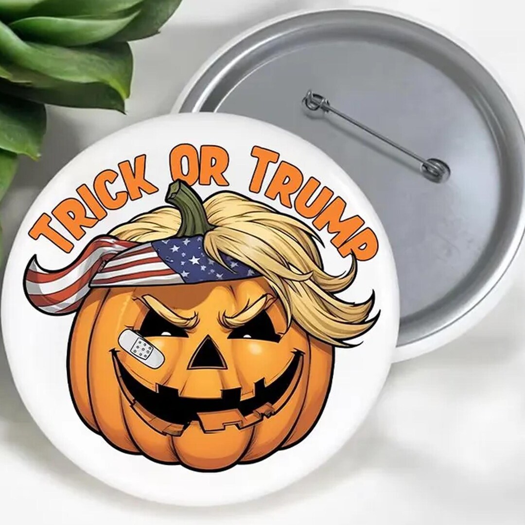 Trick or Trump Halloween Trump Pin, Funny Halloween Trump Pin, Trumpkin ...