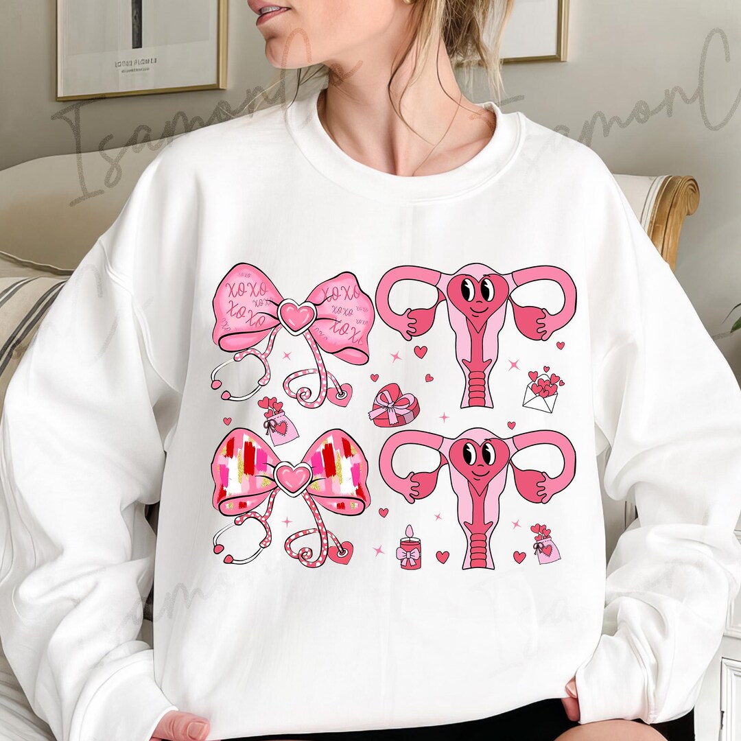 Obgyn Valentine Shirt, OBGYN Nurse Cute Hearts Crewneck Sweater ...