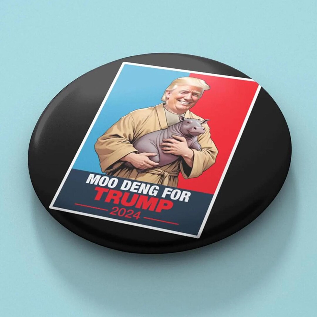 Moo Deng for Trump 2024 Pin Button, Moo Deng for Trump Pin, Funny ...
