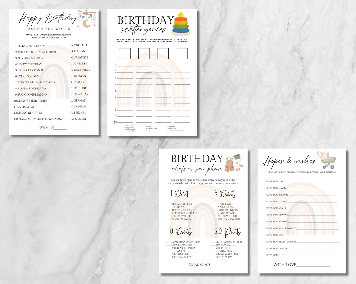 Boho First Birthday Games, 1st Birthday Party Games Bundle, One Year ...