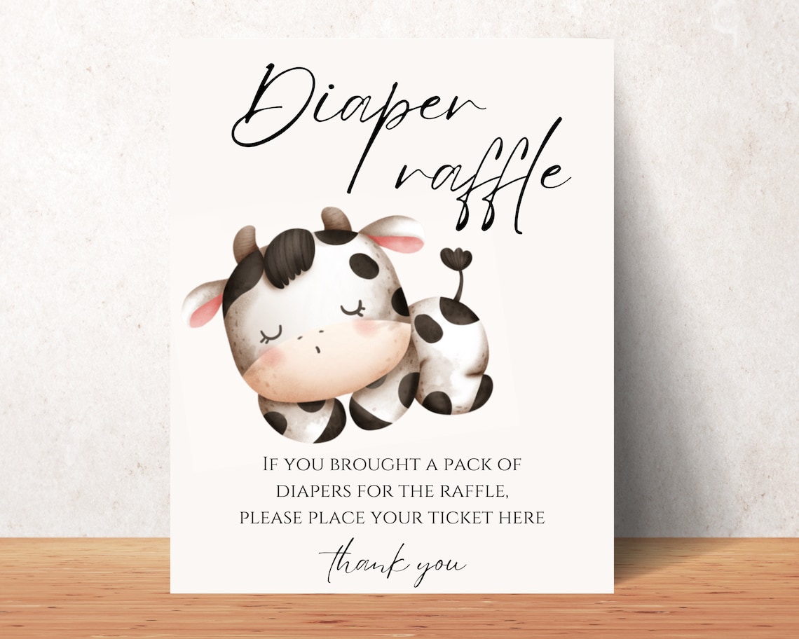 Cow Diaper Raffle | Cow Diaper Raffle Tickets | Cow Diaper Raffle Sign ...