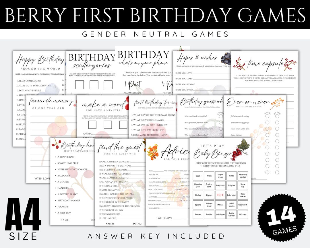 Berry First Birthday Games, Berry 1st Birthday Party Games, Berry ...