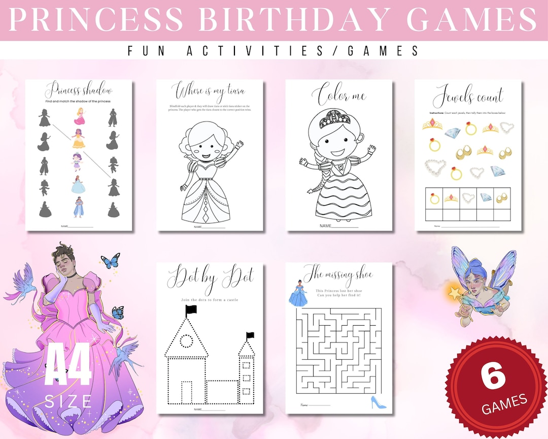 Princess Birthday Games Bundle, Princess Theme Birthday Activities ...