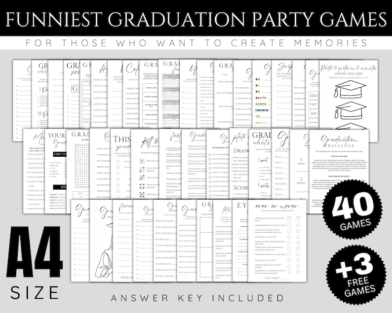 Editable Graduation Games, Class of 2024 Games, Graduation Party Game ...