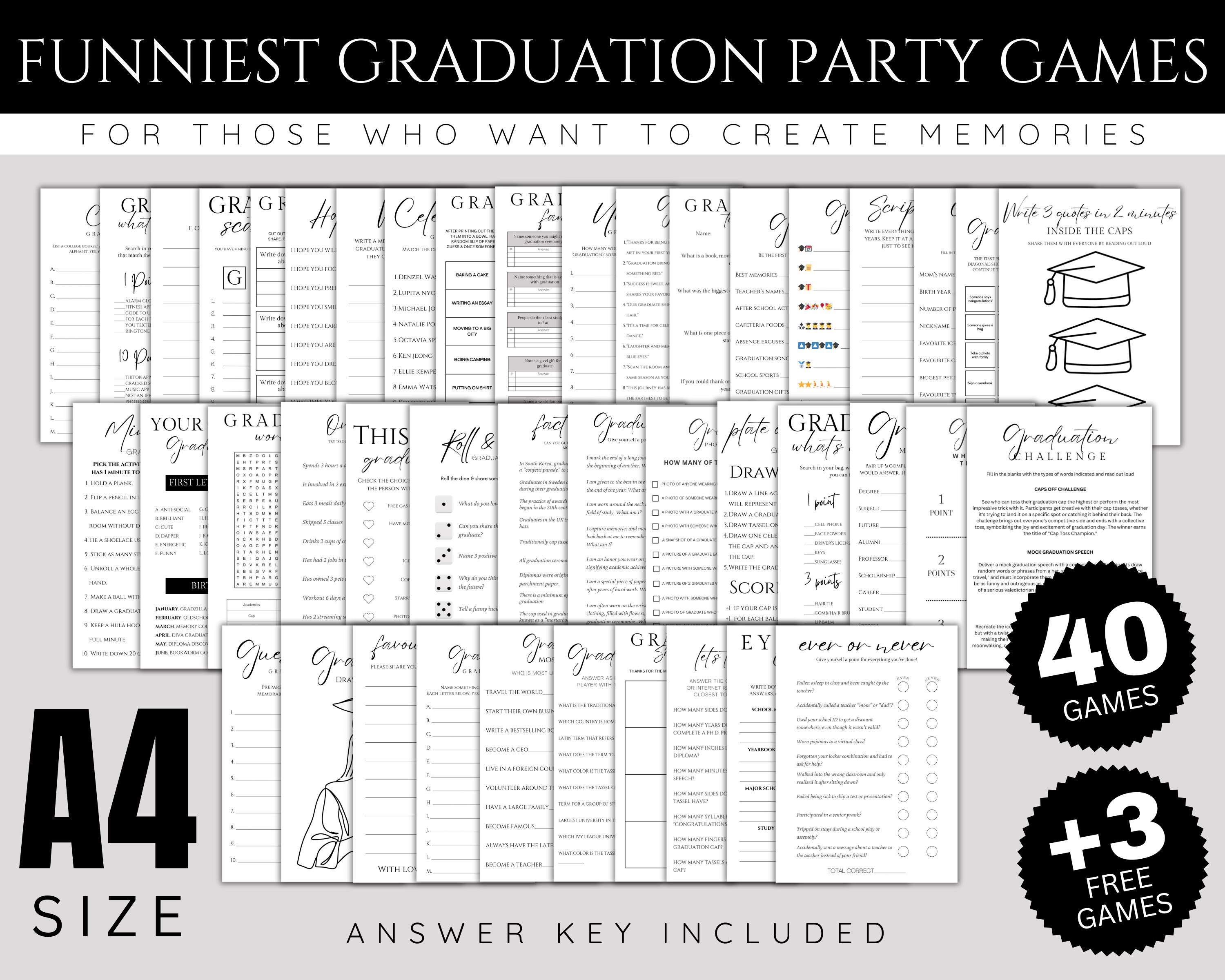 Editable Graduation Games, Class of 2024 Games, Graduation Party Game ...