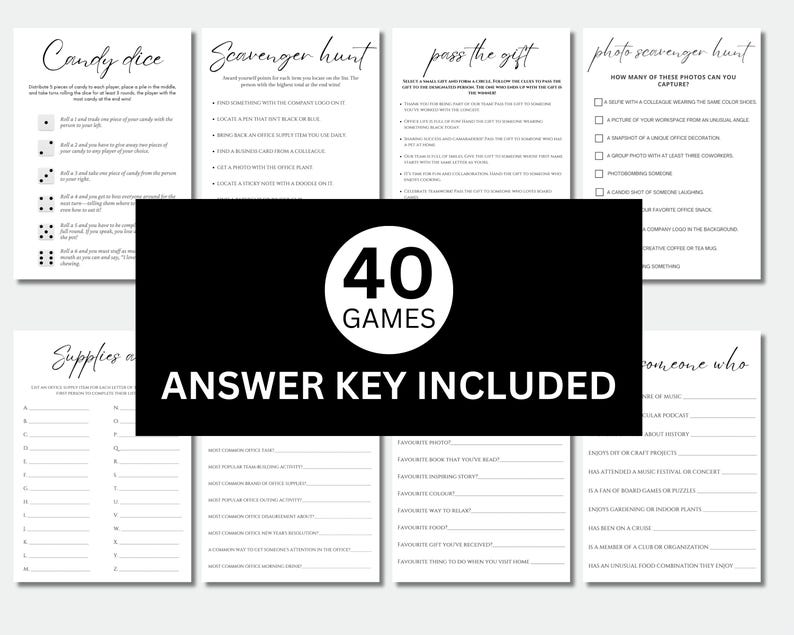 Editable Office Party Games Bundle, 40 Icebreaker Games (digital ...