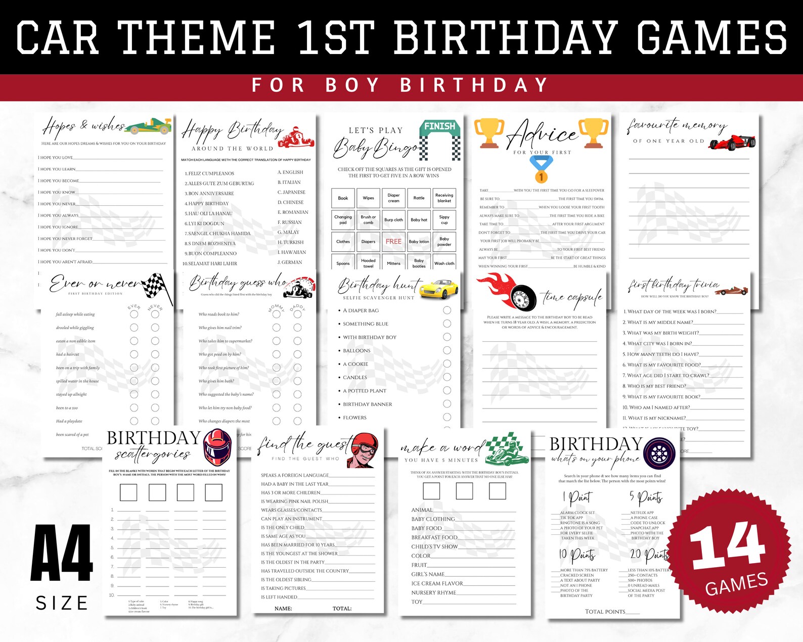 Car Theme First Birthday Games, 1st Birthday Party Games, One Year Old ...