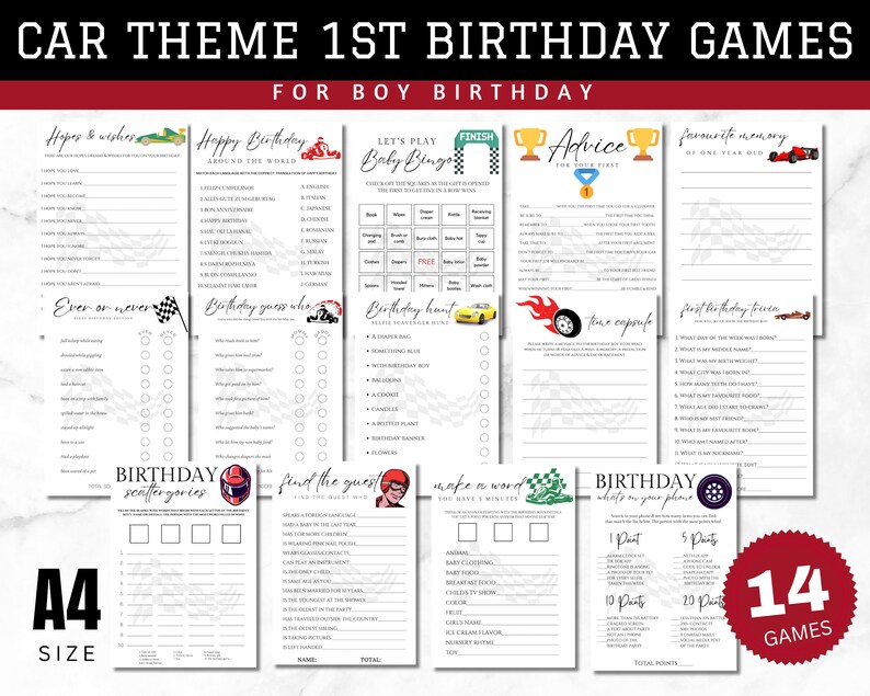 Car Theme First Birthday Games, 1st Birthday Party Games, One Year Old ...