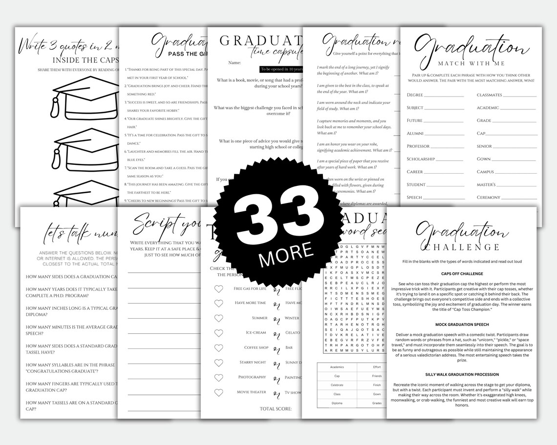 Editable Graduation Games, Class of 2024 Games, Graduation Party Game ...