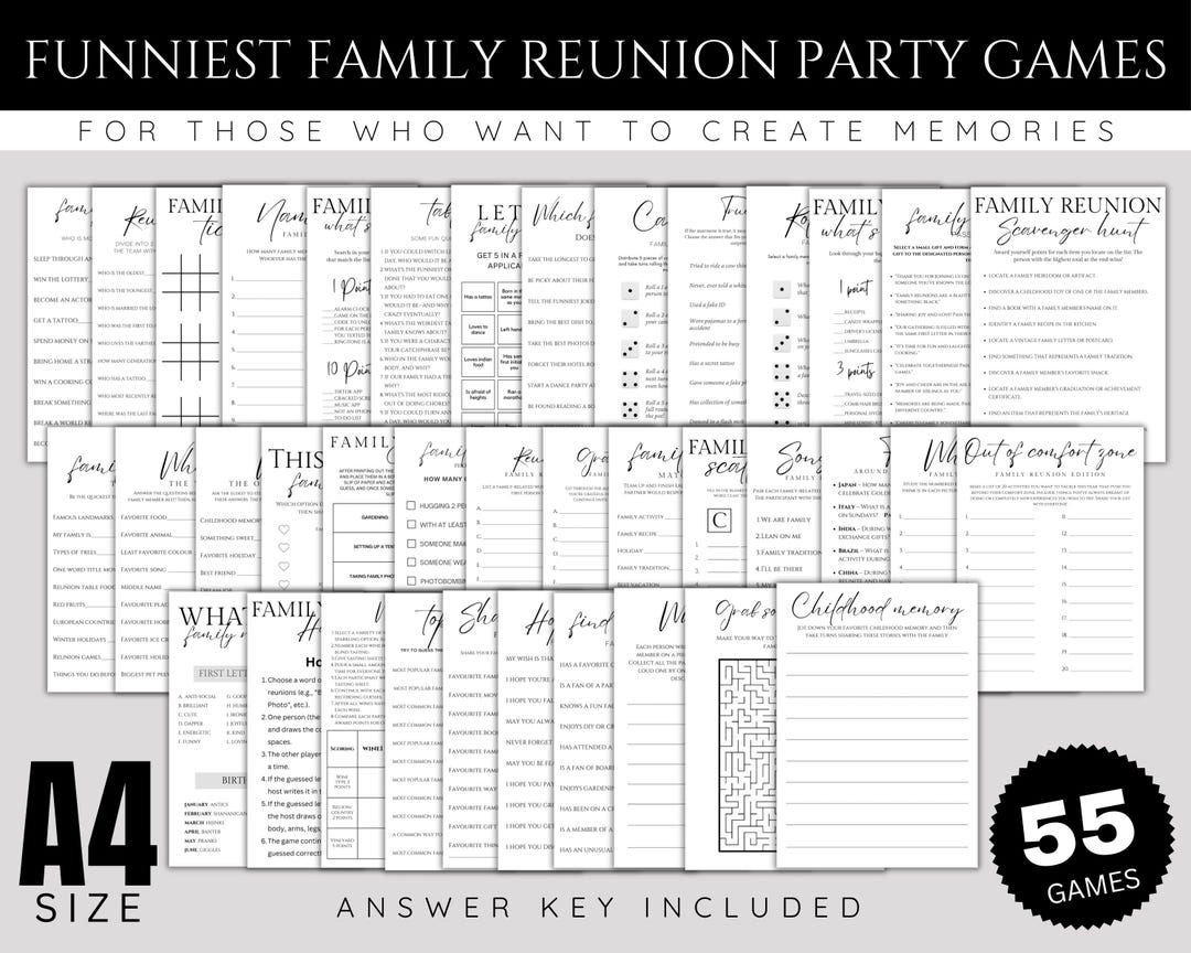 Editable Family Reunion Games Bundle, 55 Fun Activities (digital ...