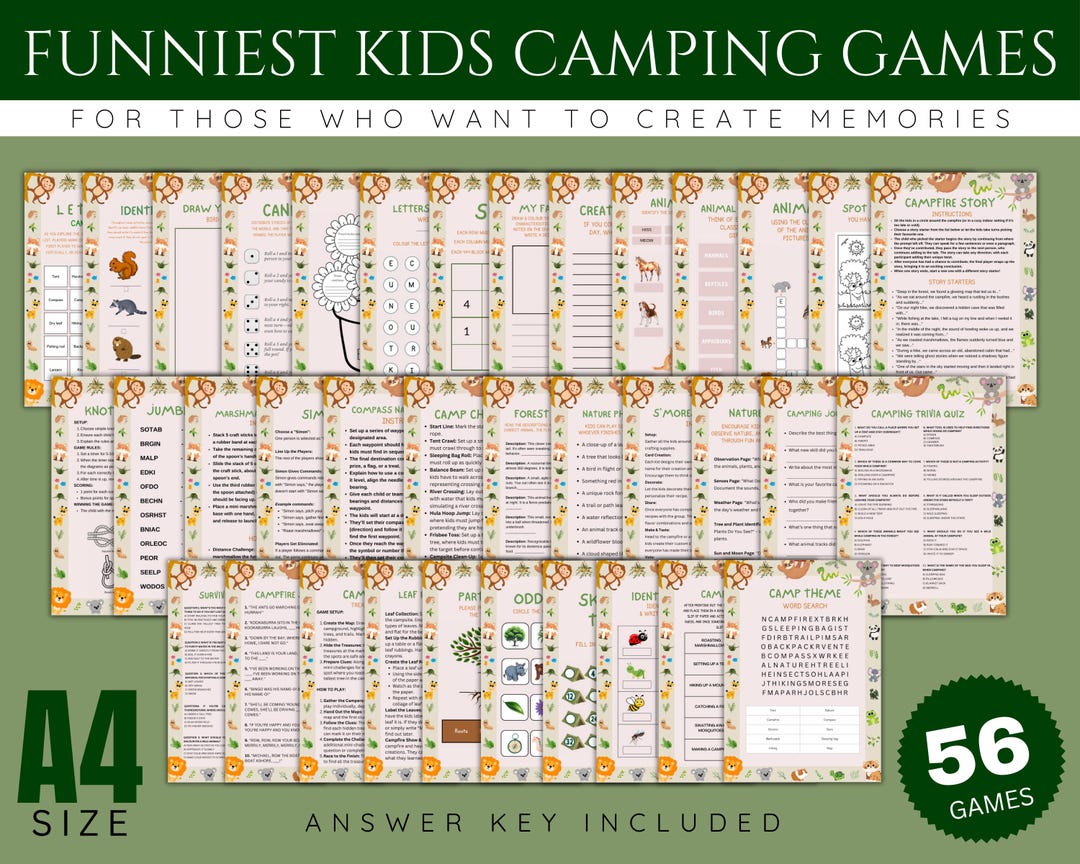 Editable Camping Games Bundle, Camping Activities for Kids, Camp Party ...