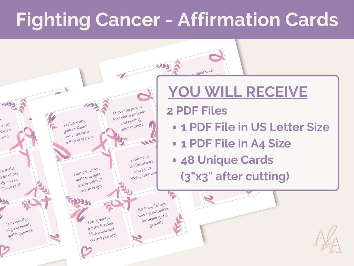 Cancer Fighting Affirmation Cards | Healing Affirmations for Cancer ...