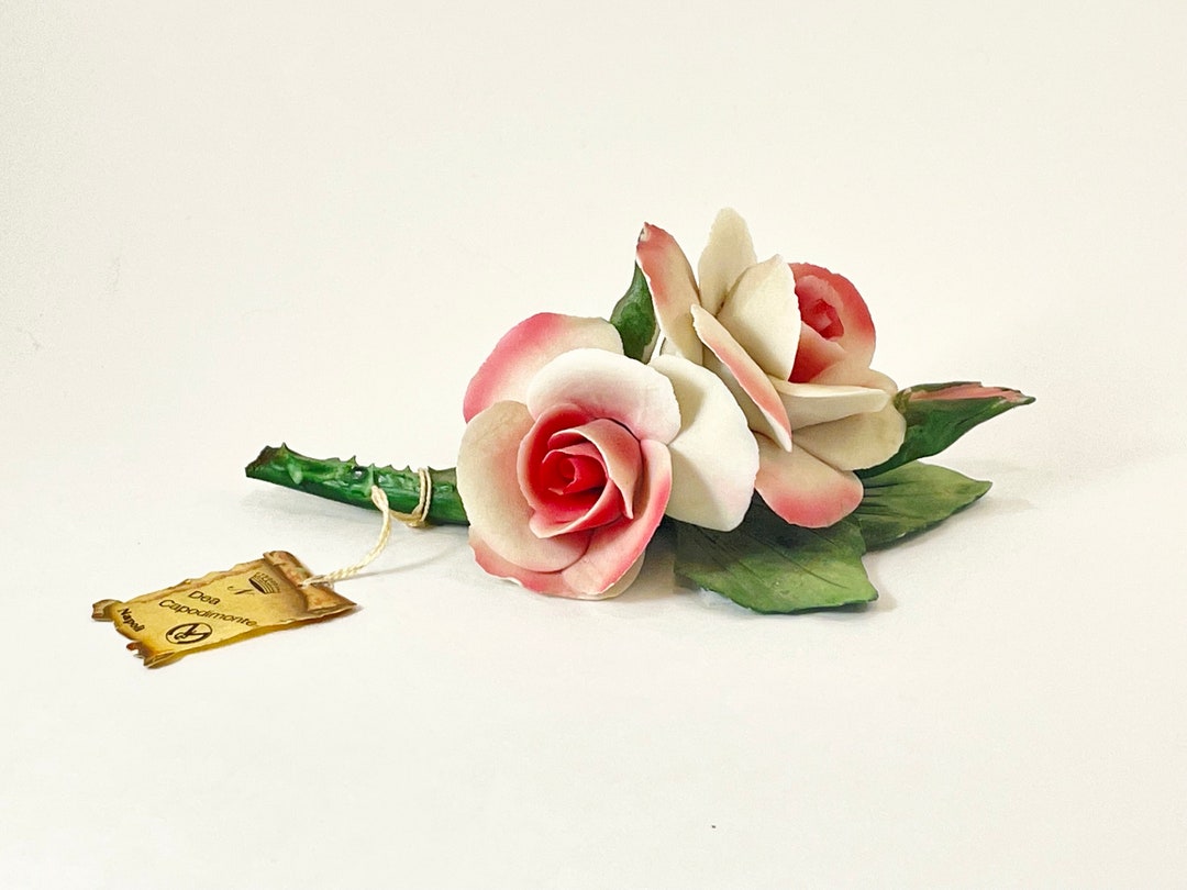 Dea Capodimonte Pink Beige Roses Flowers on Stem, Napoli, Italy ...
