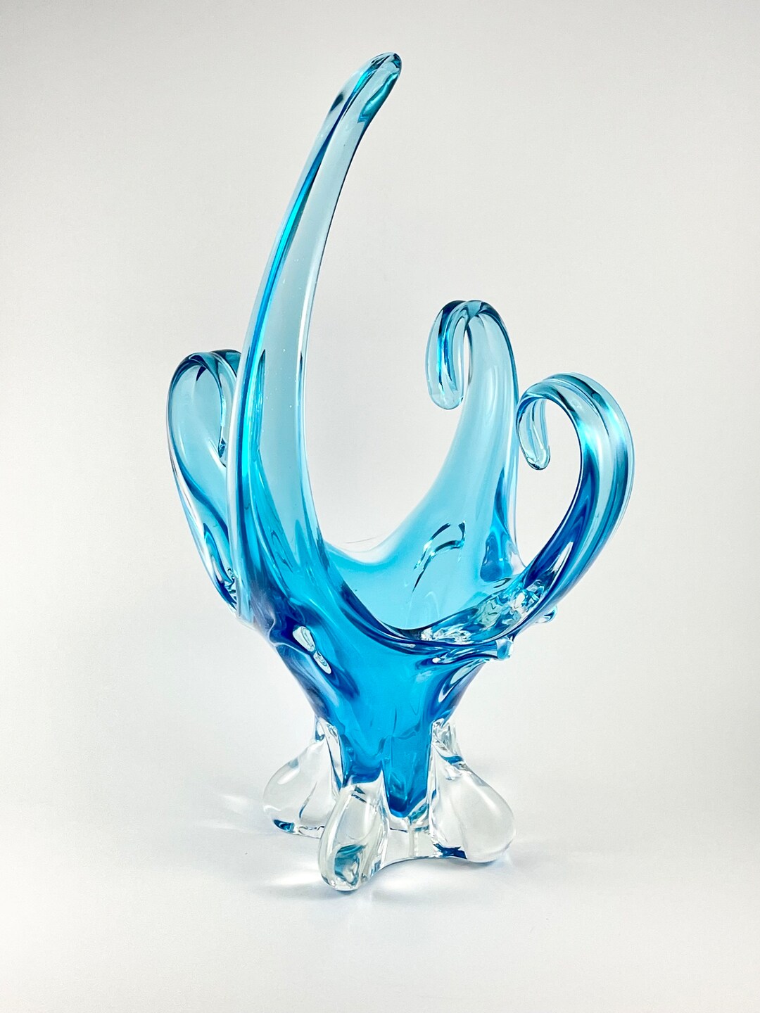 EDAG Blue Spike and Curl Art Glass Centerpiece 14-1/2 Tall, Emelio ...