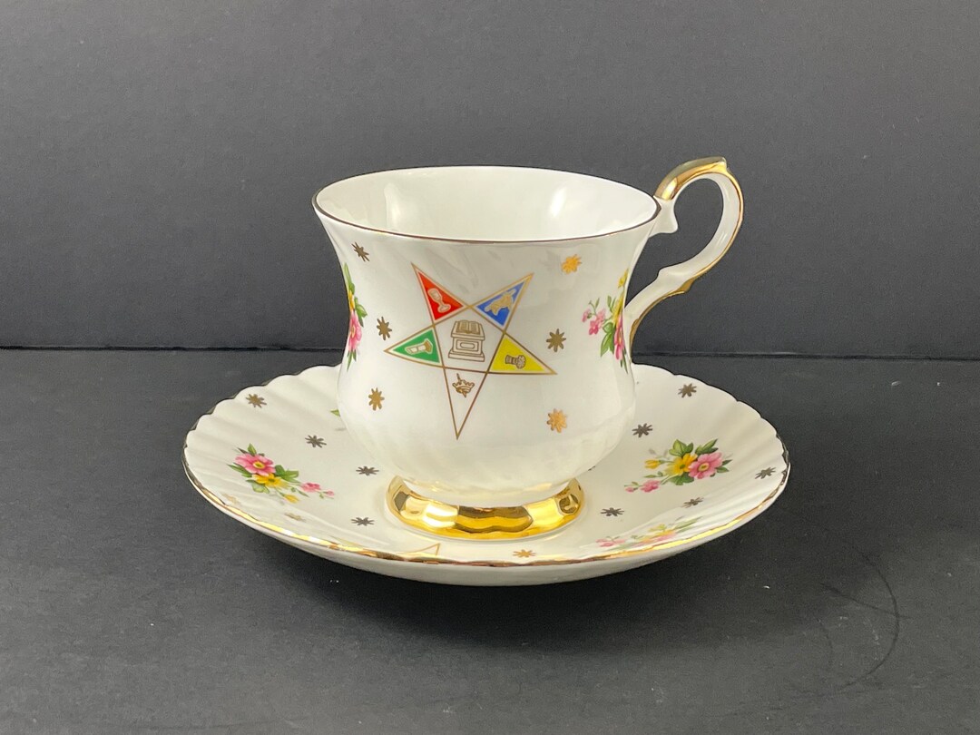 Elizabethan Fine Bone China Masonic Eastern Star Floral Teacup and ...