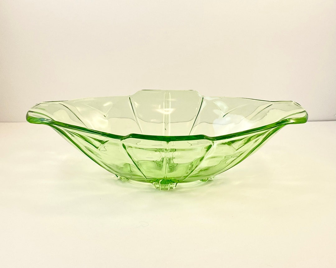 Art Deco Sowerby Green Glass Bowl Circa 1950s Oval Serving - Etsy