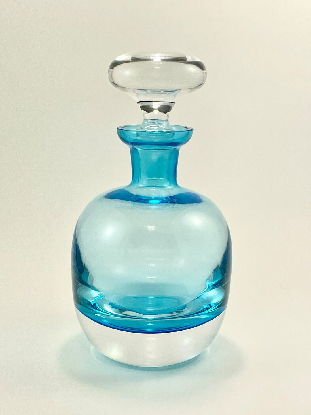 Aqua Blue Clear Art Glass Water Decanter With Stopper - Etsy
