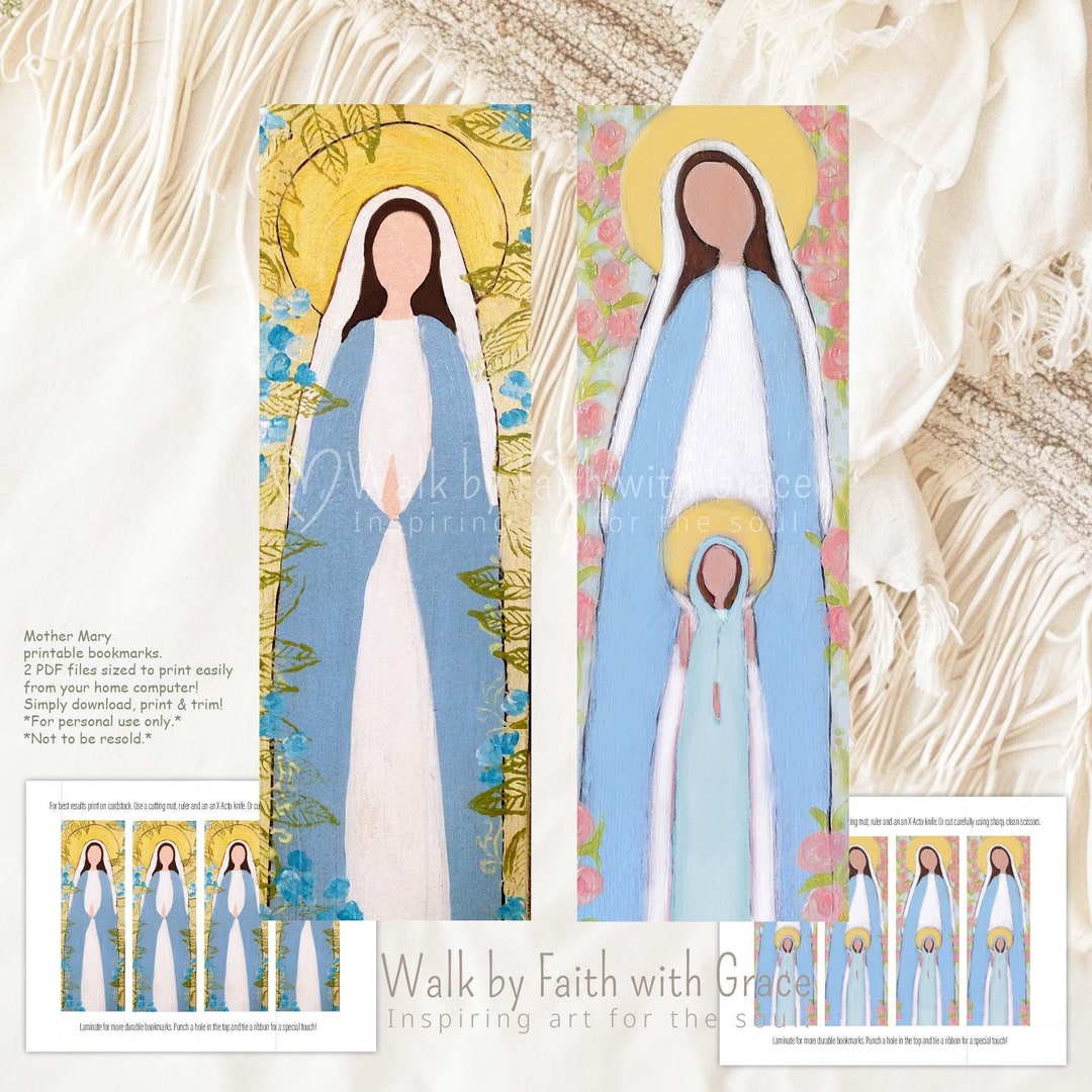 Catholic Bookmarks Virgin Mary 2 Printable Bookmarks Digital Download ...