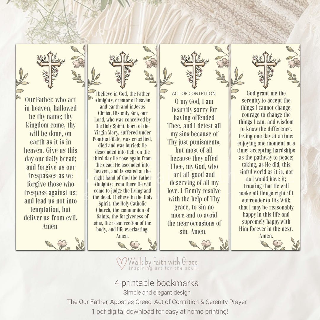 Serenity Prayer Bookmarks • Catholic Prayer Gift • Digital Download for ...