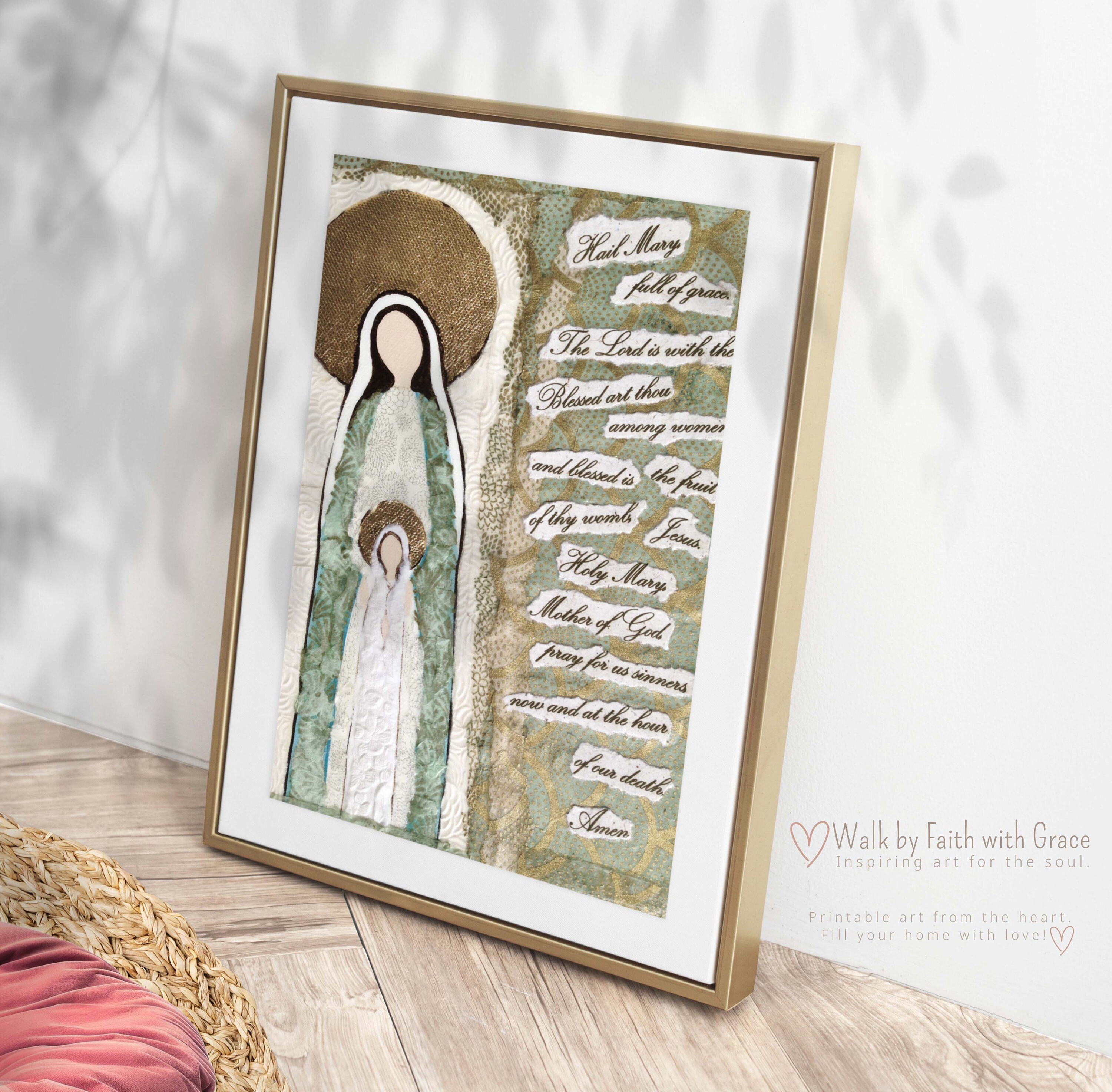 Hail Mary Prayer Collage Digital Download Catholic Wall Art PRINTABLE ...
