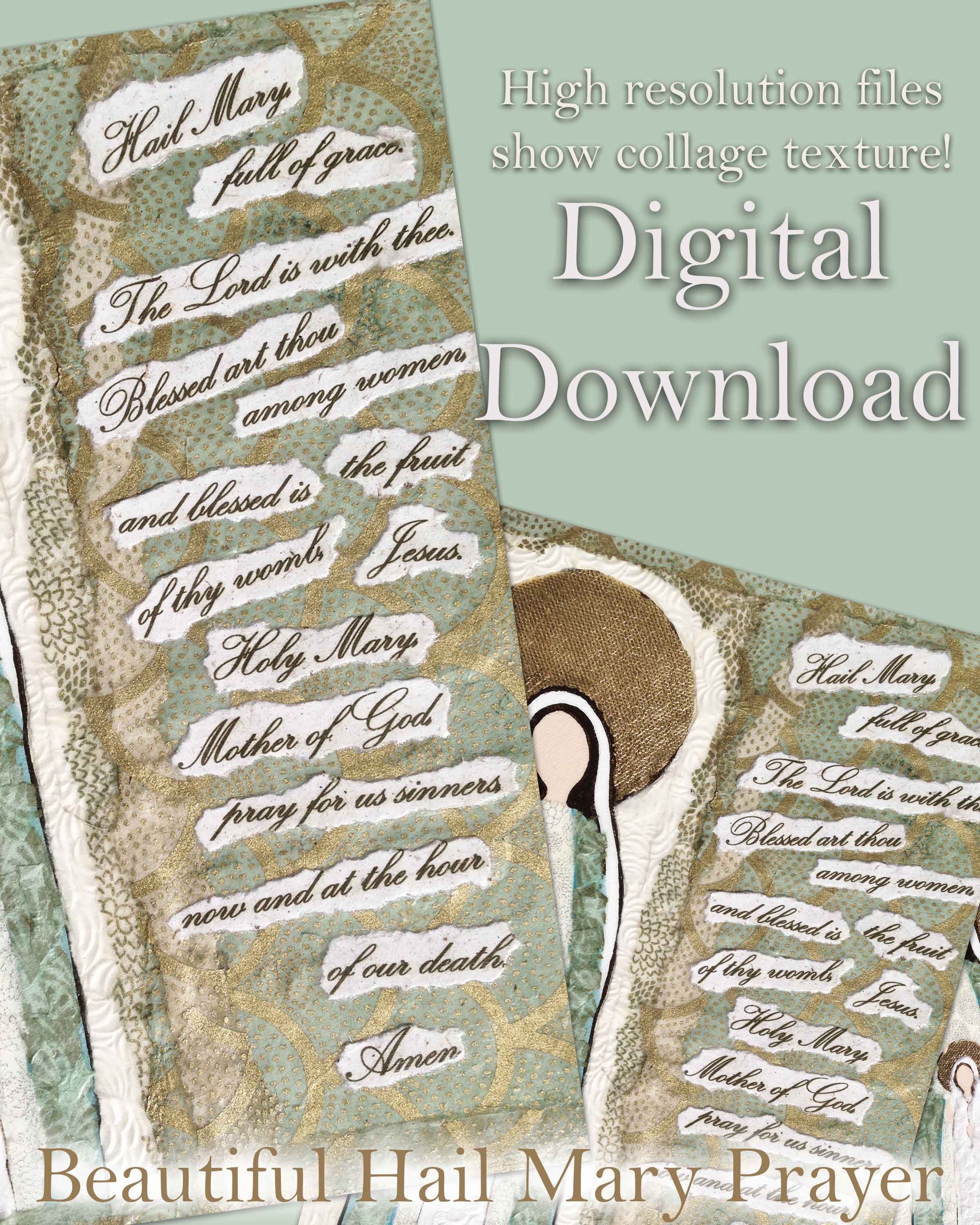 Hail Mary Prayer Collage Digital Download Catholic Wall Art PRINTABLE ...