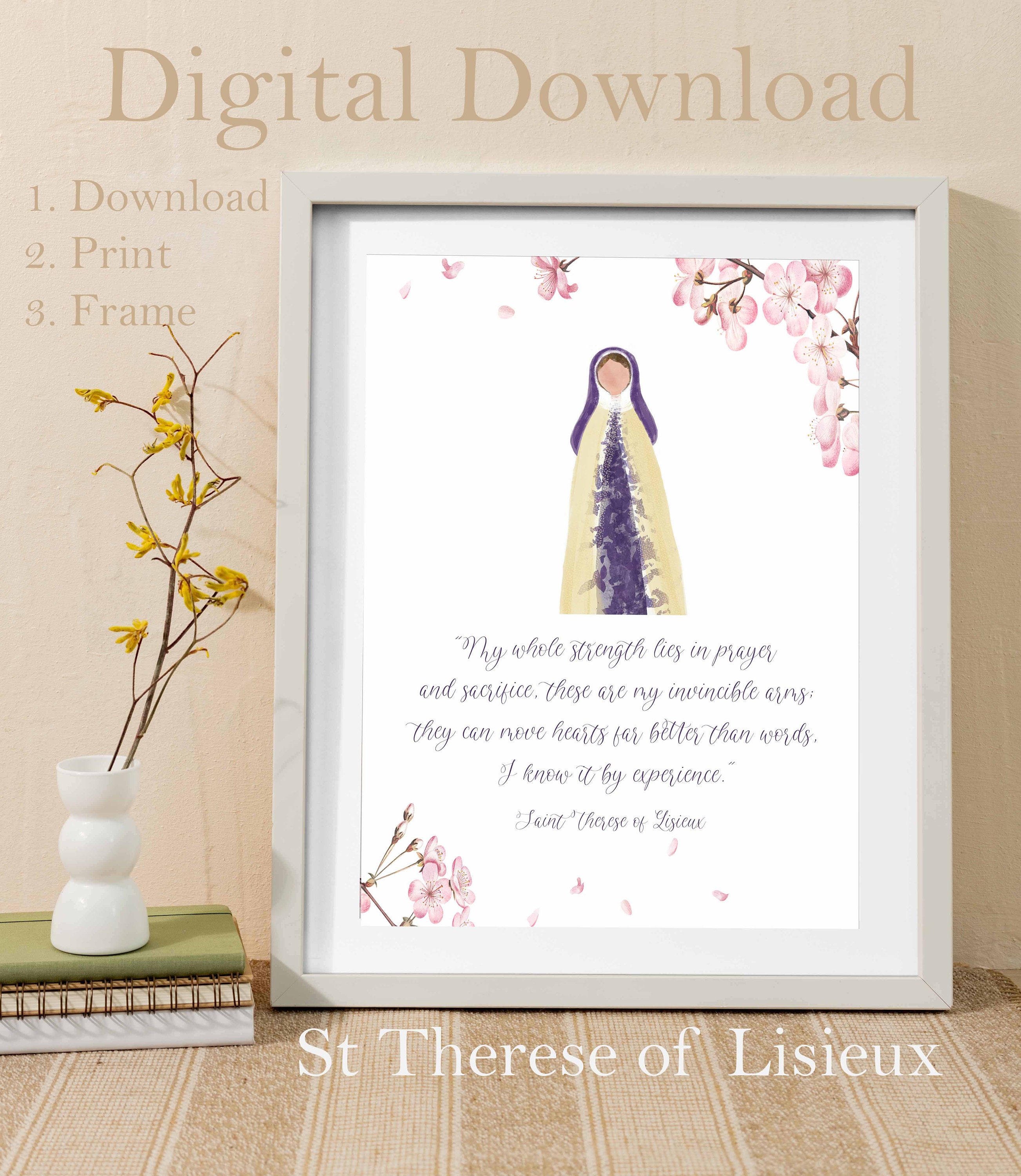 St Therese of Lisieux Catholic Wall Art PRINTABLE Digital Download ...