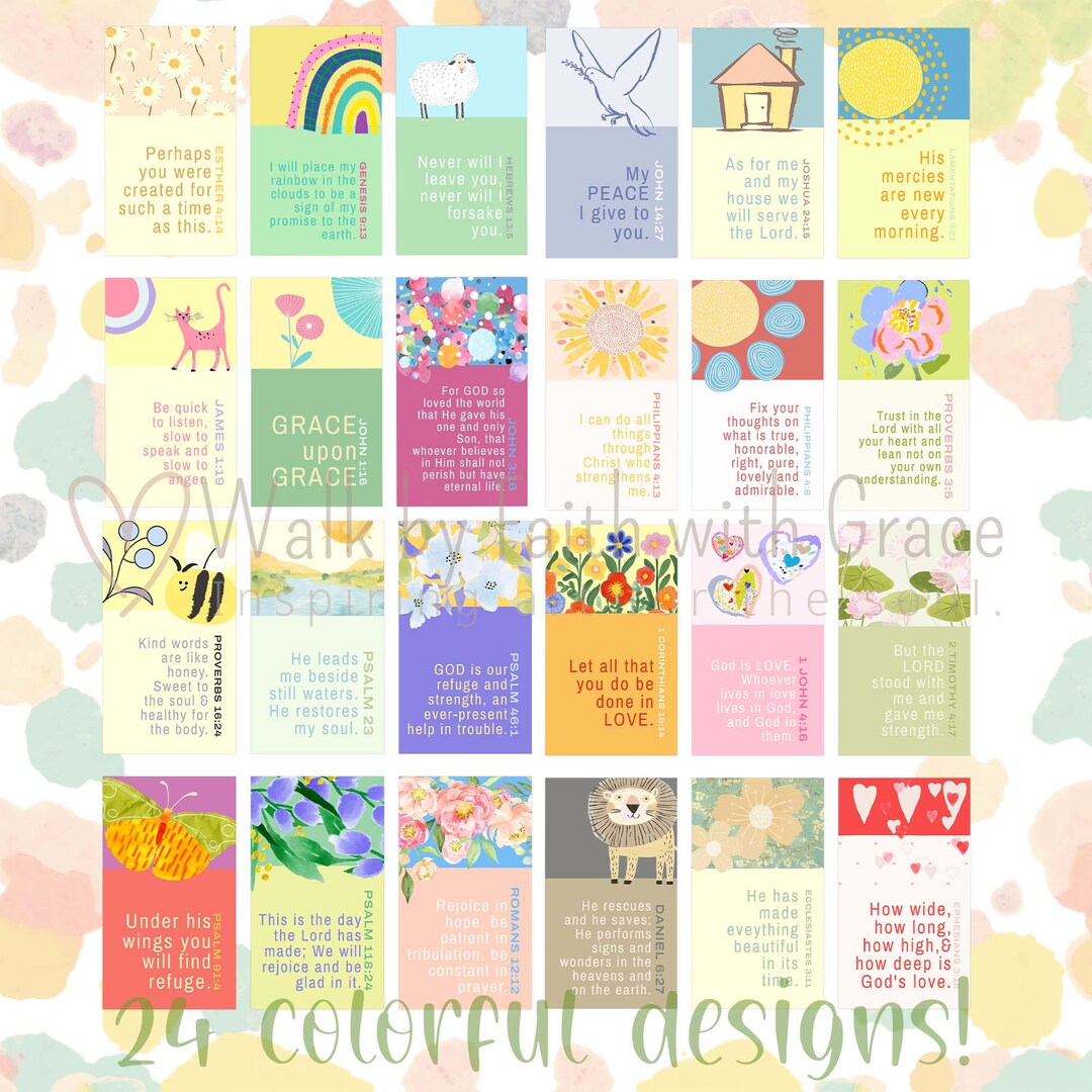 Colorful Bible Verse Cards for Kids - Printable Digital Download ...
