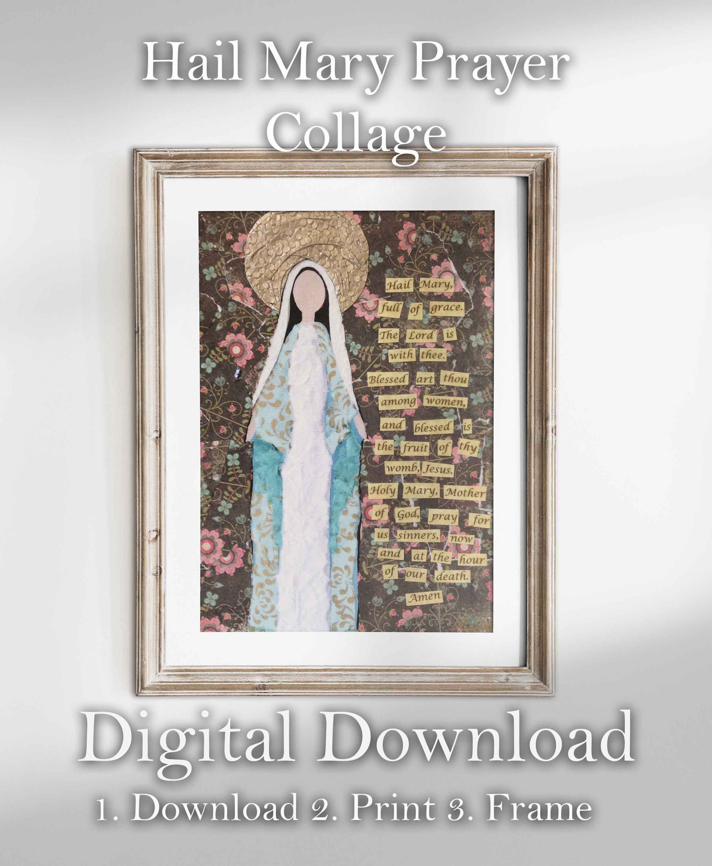 Hail Mary Prayer Collage Digital Download Catholic Wall - Etsy