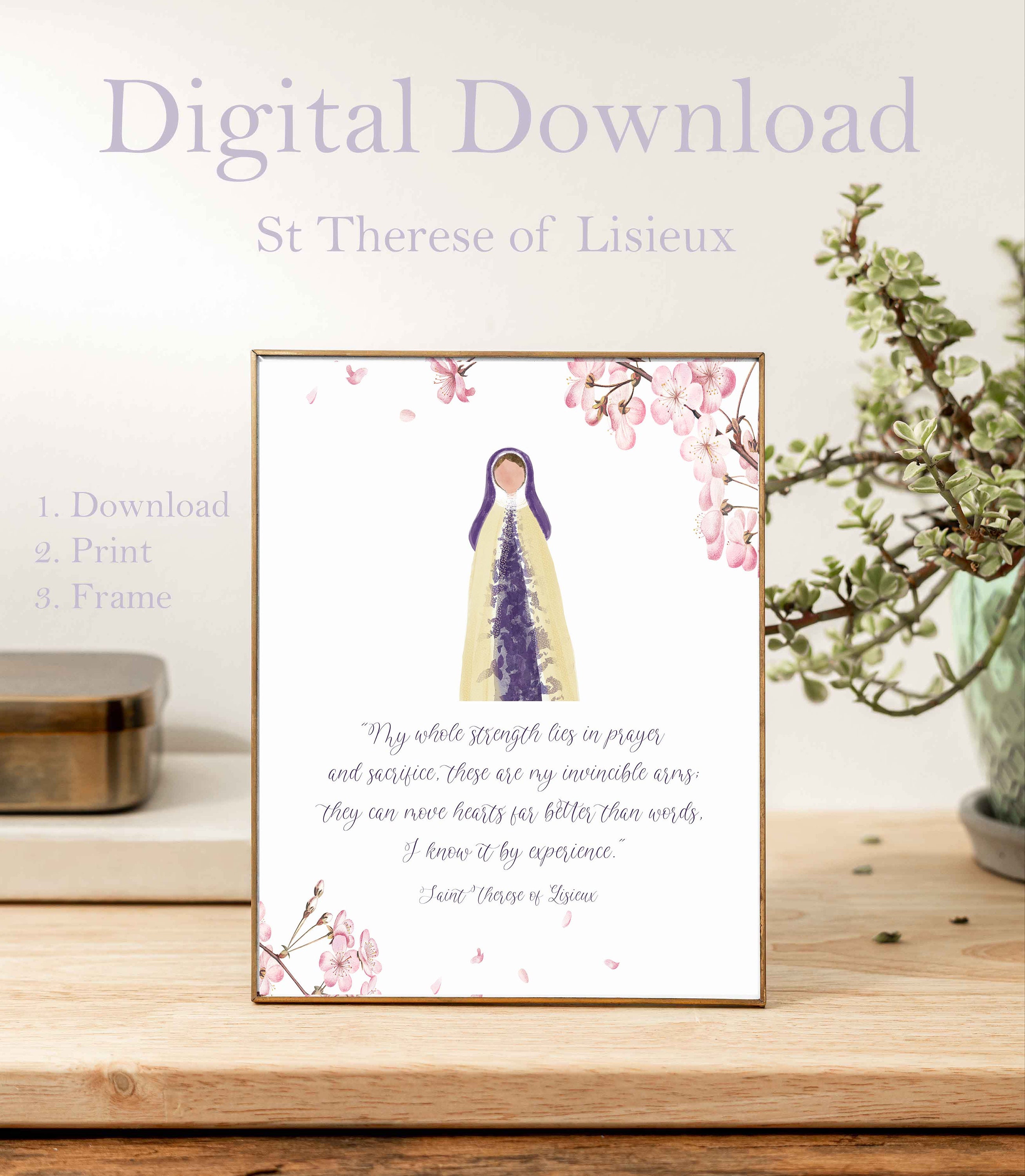 St Therese of Lisieux Catholic Wall Art PRINTABLE Digital - Etsy
