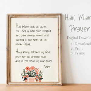 Hail Mary Prayer Printable Prayer Digital Download Catholic Print ...