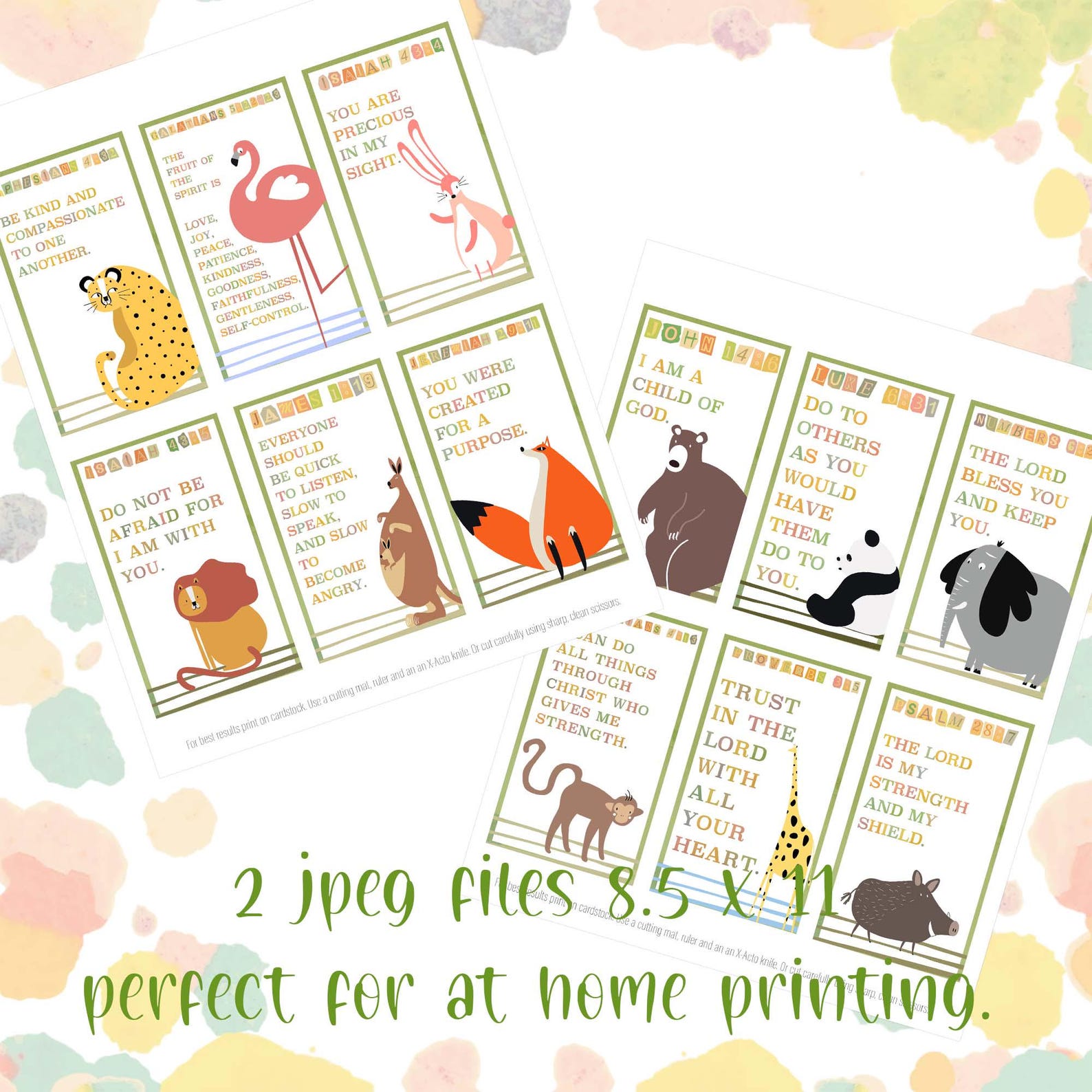 Cute Bible Verse Cards for Kids - Printable Digital Download - Animal ...