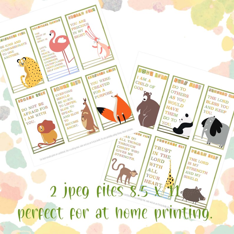 Cute Bible Verse Cards for Kids - Printable Digital Download - Animal ...
