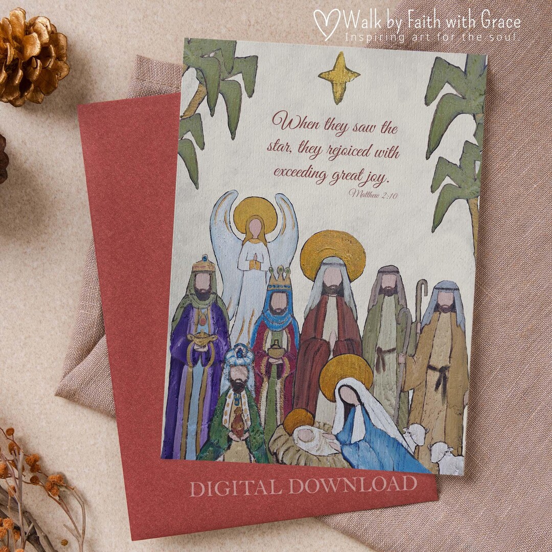 Printable Nativity Scene Christmas Cards Digital Download 5x7 - Etsy UK