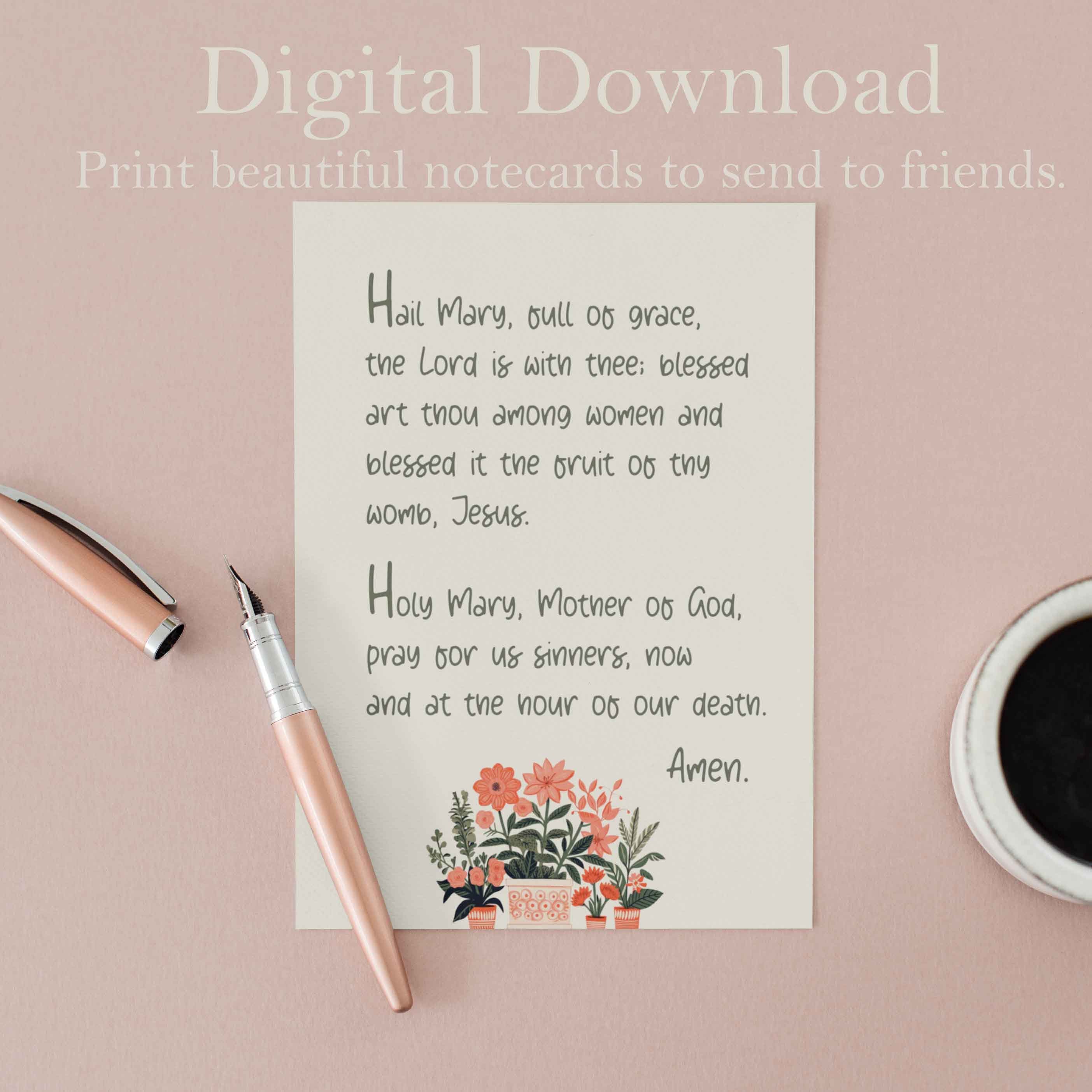 Hail Mary Prayer Printable Prayer Digital Download Catholic Print ...