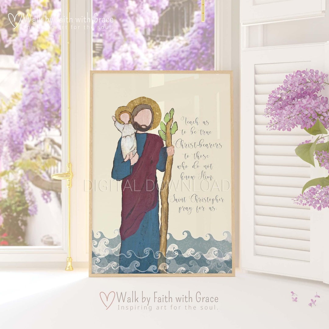 Saint Christopher Art Print: Patron Saint of Travelers (digital ...