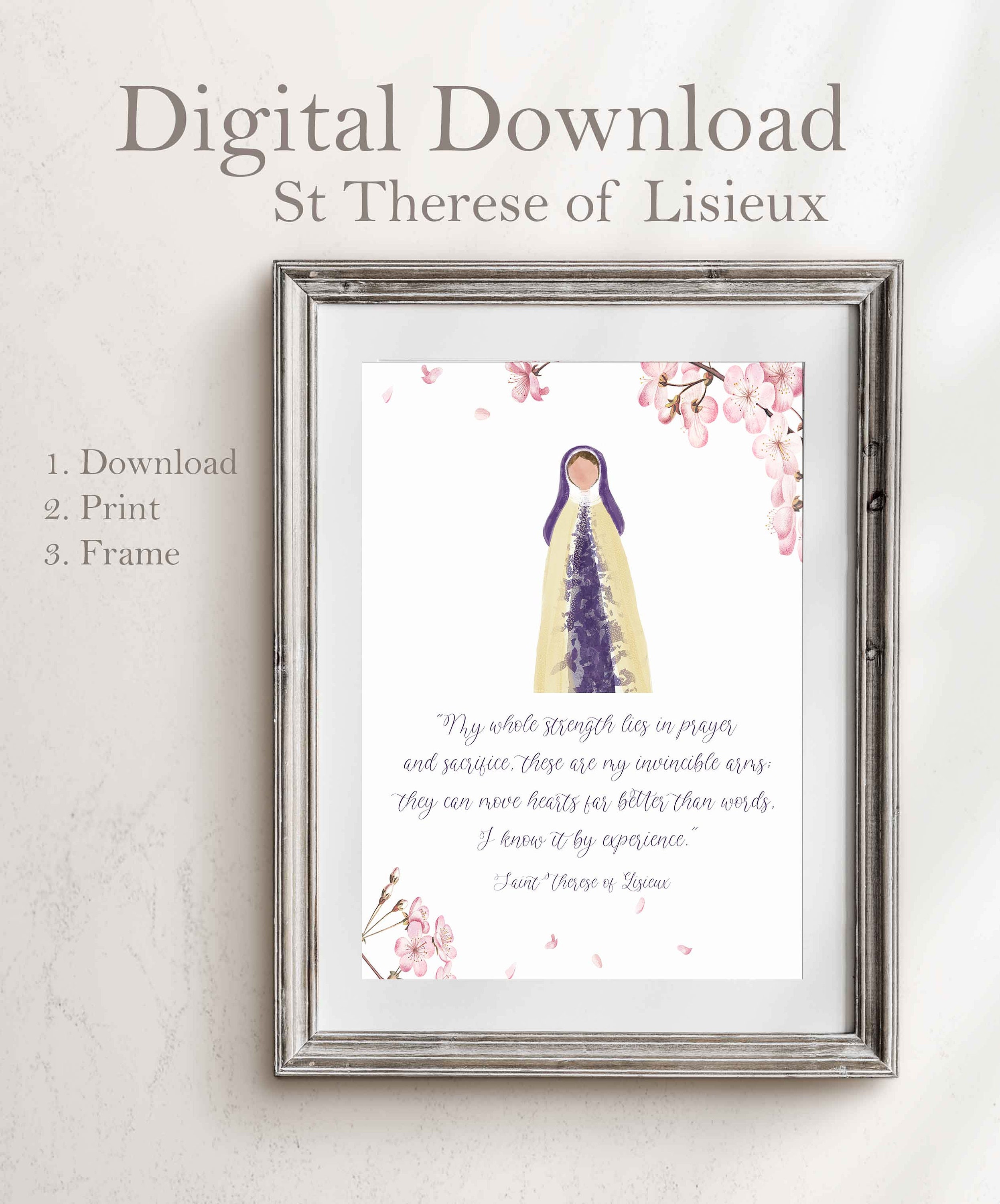 St Therese of Lisieux Catholic Wall Art PRINTABLE Digital Download ...