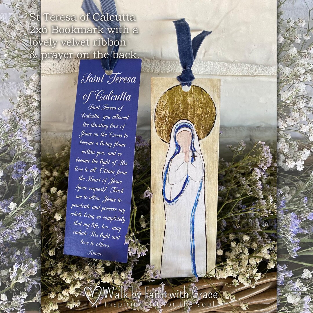 Saint Teresa of Calcutta Catholic Bookmark - Mother Teresa With Velvet ...