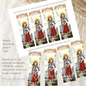 Saint Joan of Arc Bookmark • Printable Catholic Devotional • Digital ...