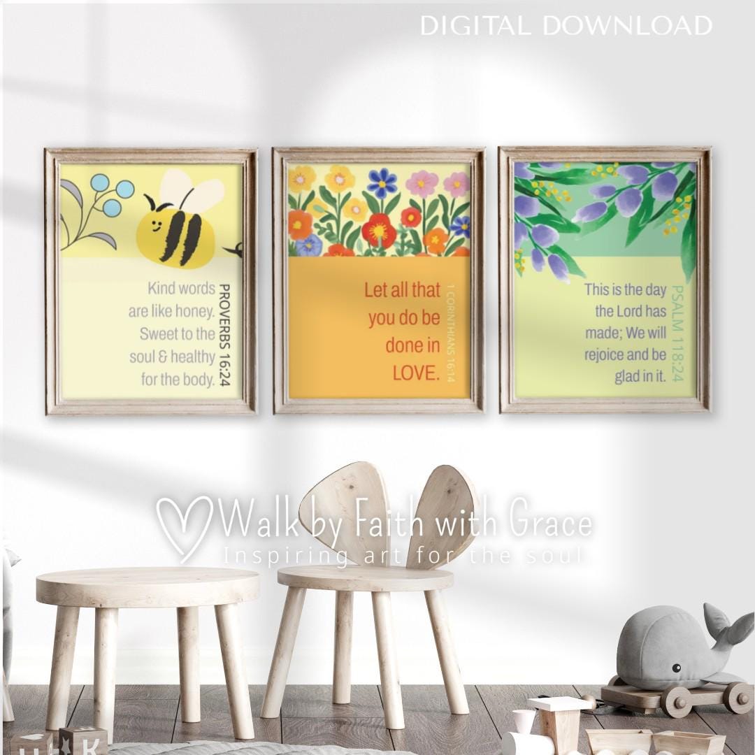 Colorful Scripture Posters for Kids: Sunday School Decor (digital ...
