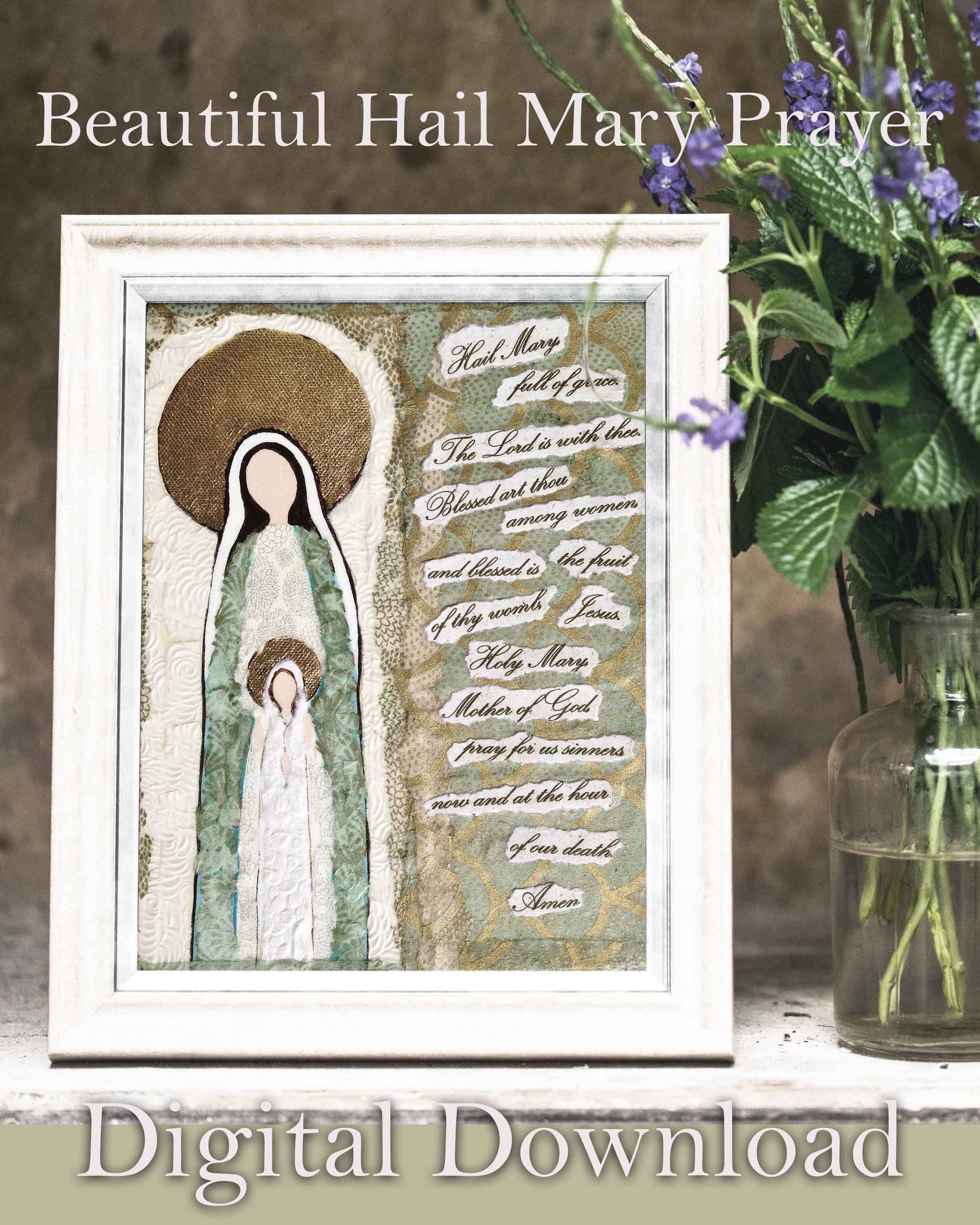Hail Mary Prayer Collage Digital Download Catholic Wall Art PRINTABLE ...