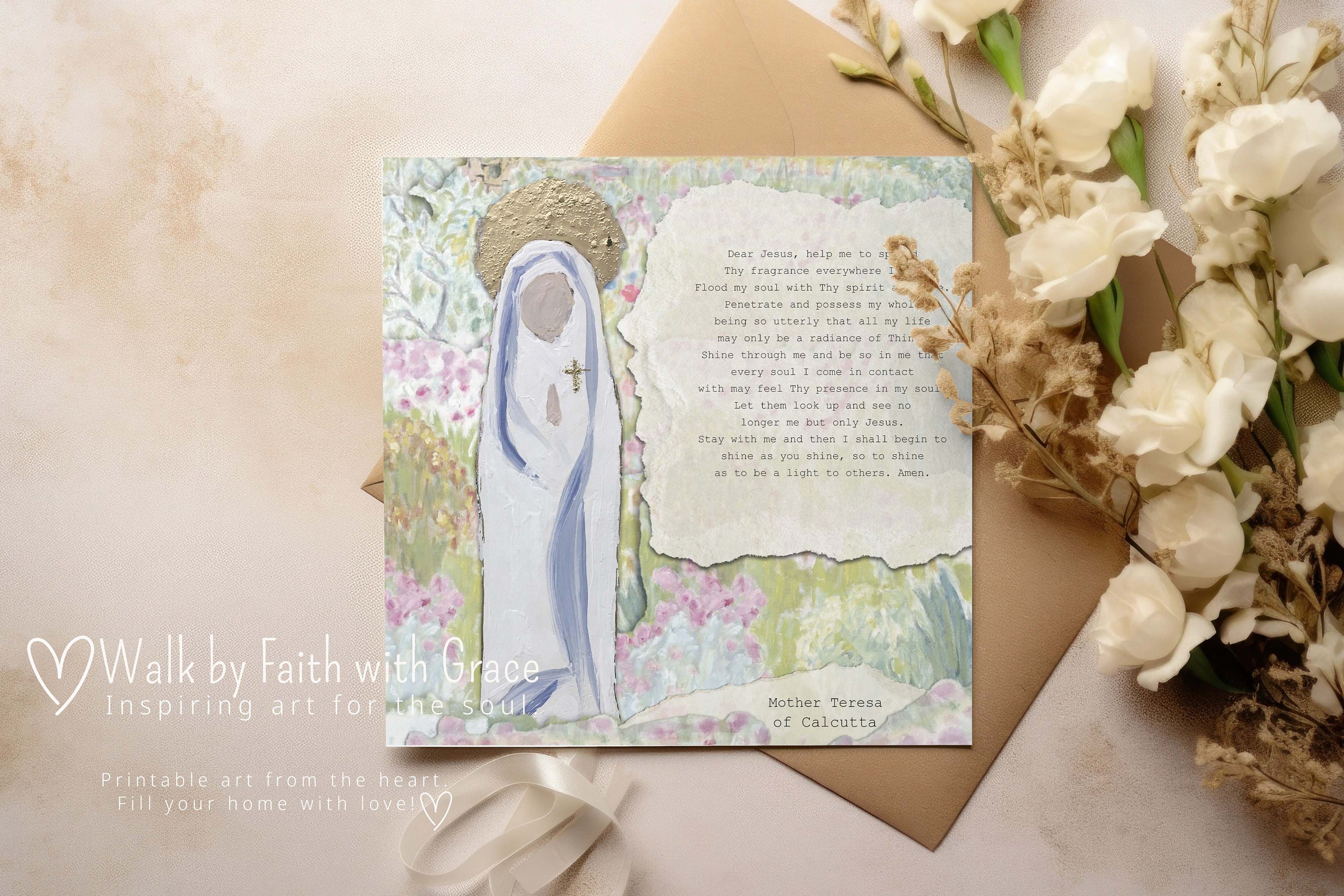 Mother Teresa of Calcutta Catholic Wall Art PRINTABLE Digital Download ...