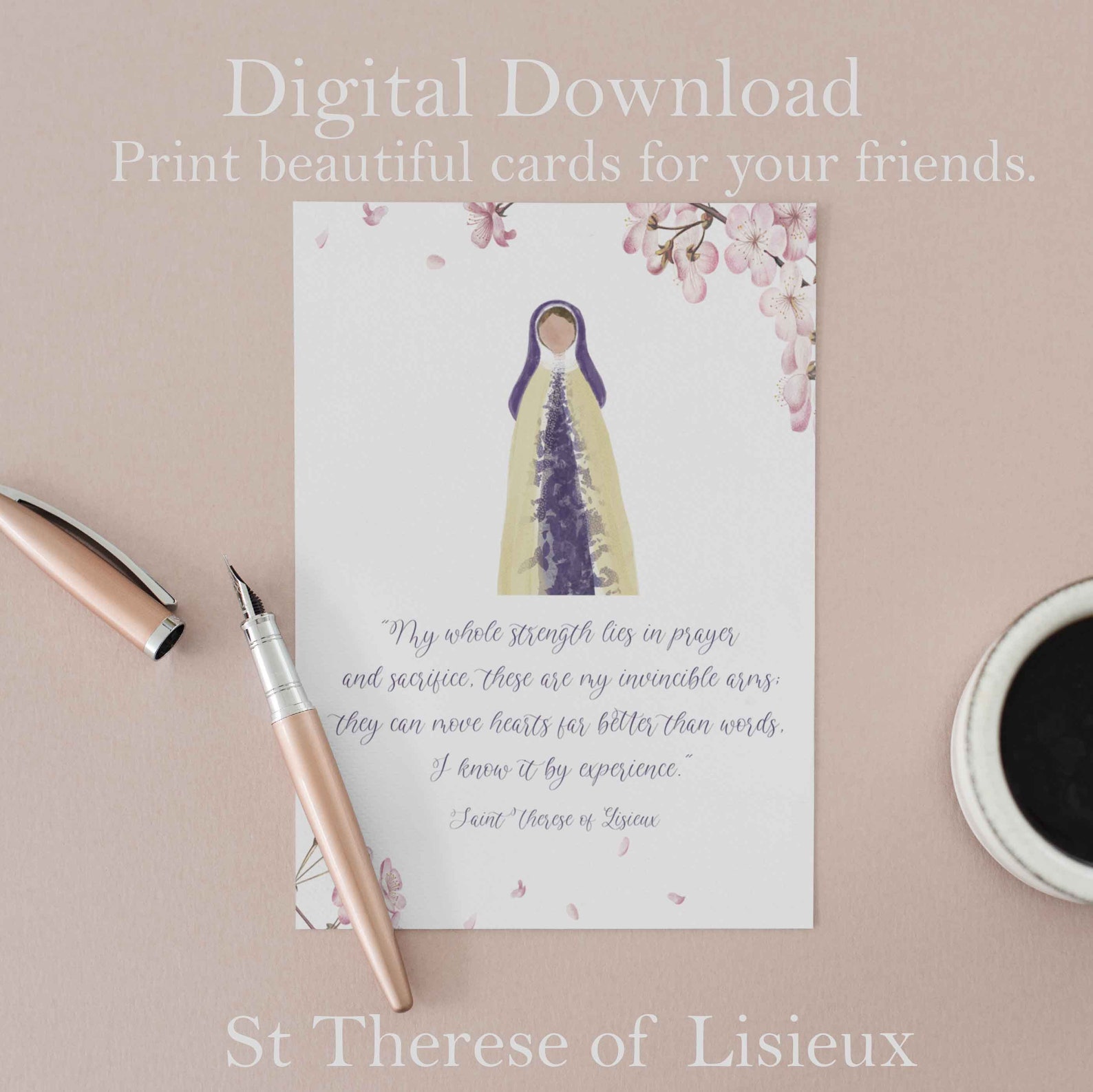 St Therese of Lisieux Catholic Wall Art PRINTABLE Digital - Etsy
