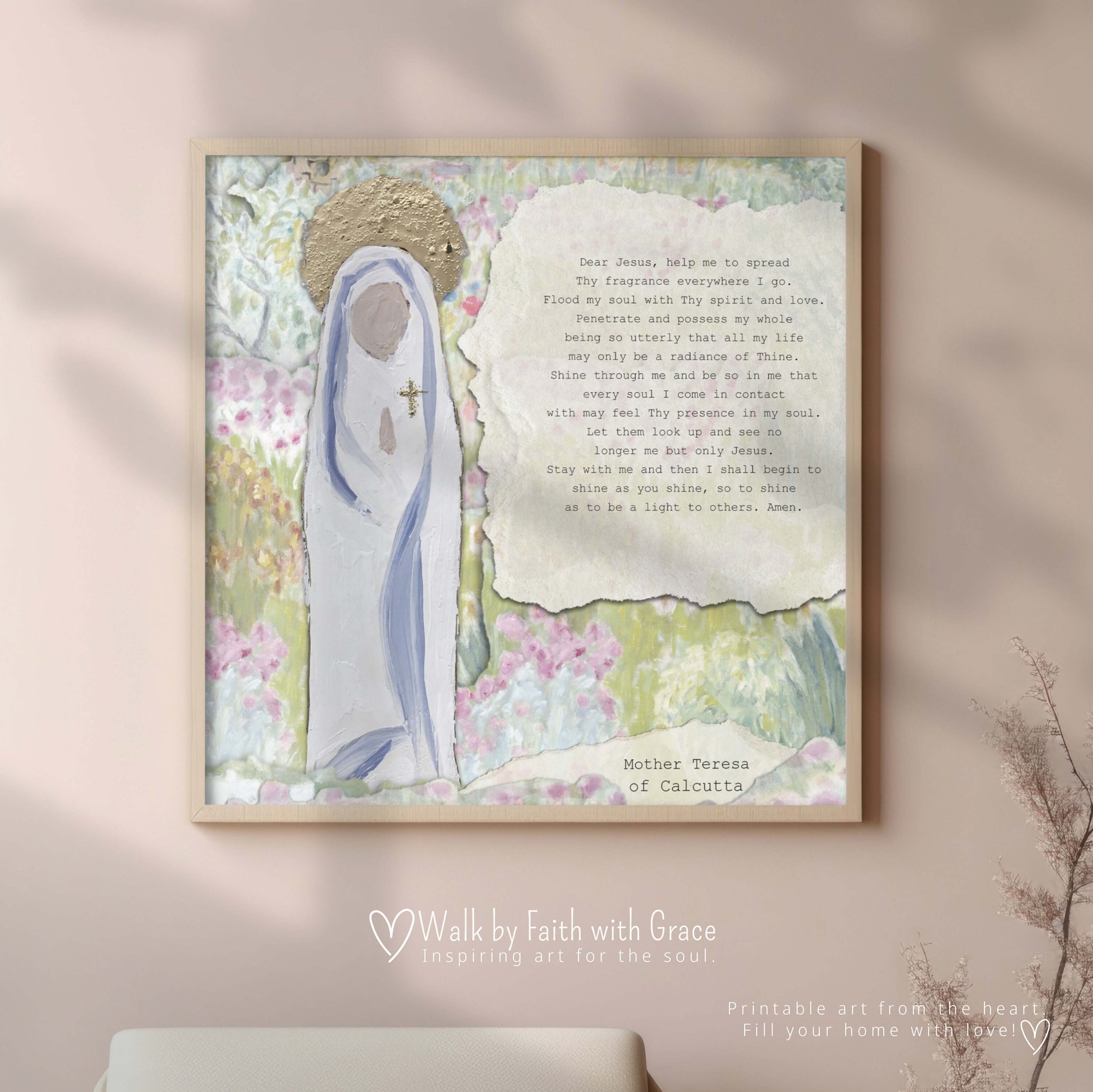 Mother Teresa of Calcutta Catholic Wall Art PRINTABLE Digital Download ...