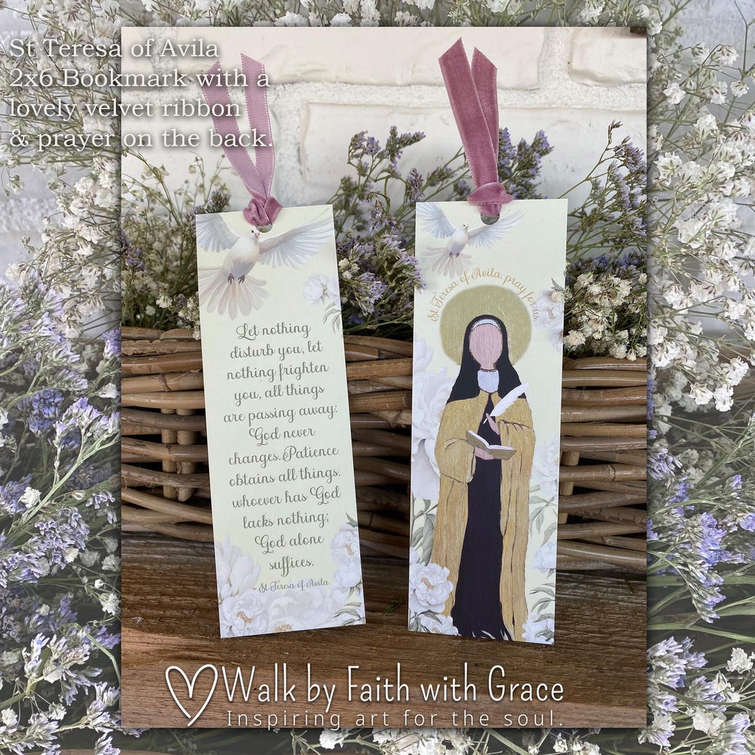 Saint Teresa of Avila Catholic Bookmark – Velvet Ribbon and Prayer ...