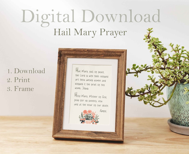 Hail Mary Prayer Printable Prayer Digital Download Catholic Print ...